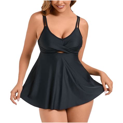 Akafmk Tankini Swimsuits For Women Fashion Solid Color Swim Dress With