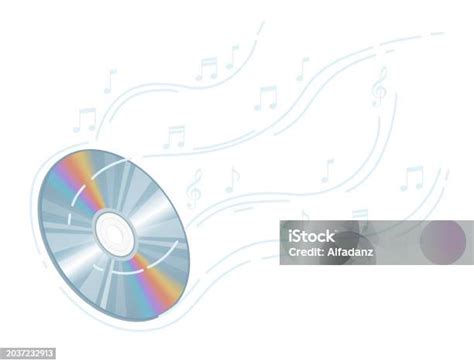 음악 노트 디지털 기술 데이터 저장 벡터 일러스트 레이 션과 Dvd 또는 Cd 디스크 흰색 배경에 고립 0명에 대한 스톡 벡터