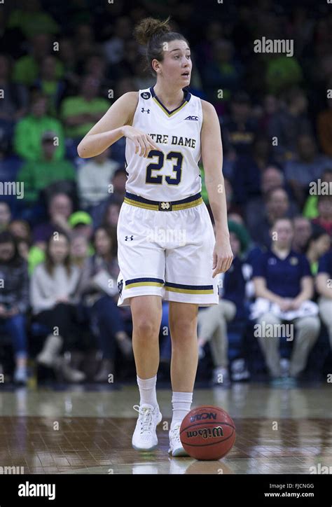 South Bend Indiana Usa 27th Feb 2016 Notre Dame Guard Michaela Mabrey 23 Directs The