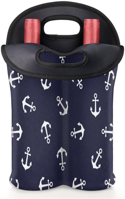 Aglebo Nautical Anchors Bolsa De Botellas De Vino Aisladas Bolsa De Neopreno Con Asa De