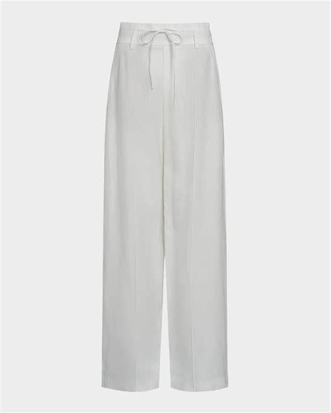 Vince Cotton Double Waistband Mid Rise Trousers Neiman Marcus