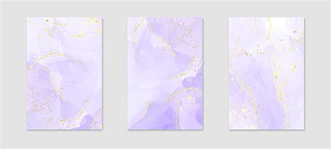 황금 균열추상 고급 라벤더 액체 수채화 배경 파스텔 바이올렛 대리석 알코올 잉크 그리기 효과 결혼 초대를 위한 벡터 일러스트 디자인 템플릿 0명에 대한 스톡 벡터 아트 및