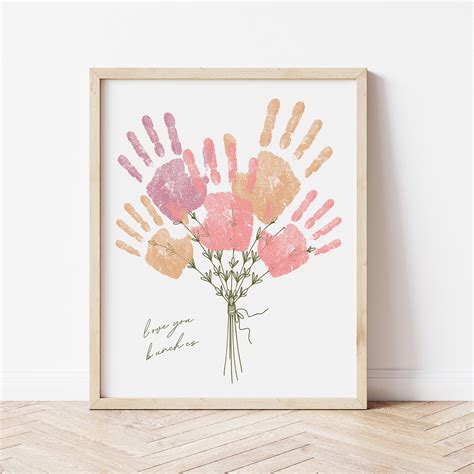 Bouquet Handprint Art Printable Love You Bunches Flower Handprint