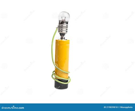 Bulb And Battery Connected With Wire Simple Electrical Circiut Stock