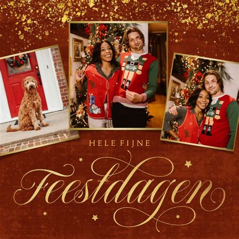 Warme Kerstkaart Fijne Feestdagen Goud Kaartje2go