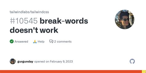 Break Words Doesnt Work · Tailwindlabs Tailwindcss · Discussion 10545