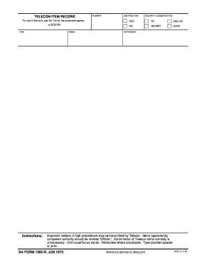 Fillable Online Apd Army TELECON ITEM RECORD DA FORM R JUN Apd Army Fax Email