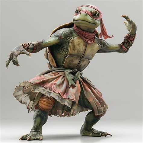 Turtle With A Ballerina Pose Graceful Look Textured Shell V Creative