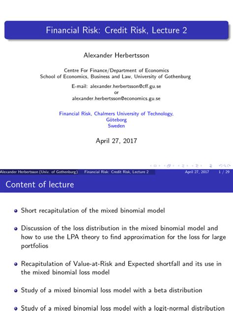 Lecture 02 Pdf Value At Risk Monotonic Function