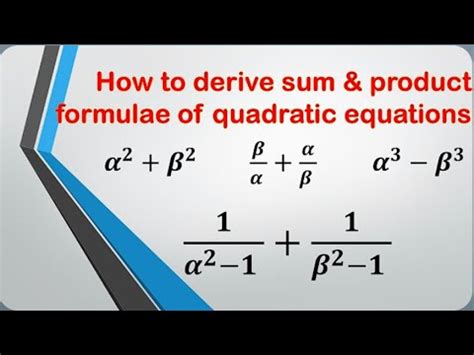 Roots Of A Quadratic Equation Alpha And Beta YouTube