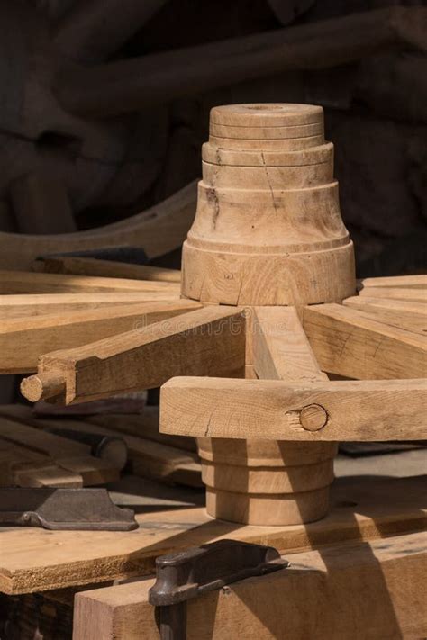 Manufacturing Of A Historical Old Wooden Wheel Carriage Wheel Stock Photo Image Of Rural