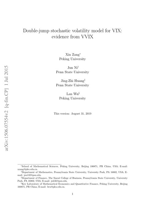 Pdf Double Jump Stochastic Volatility Model For Vix Evidence From Vvix