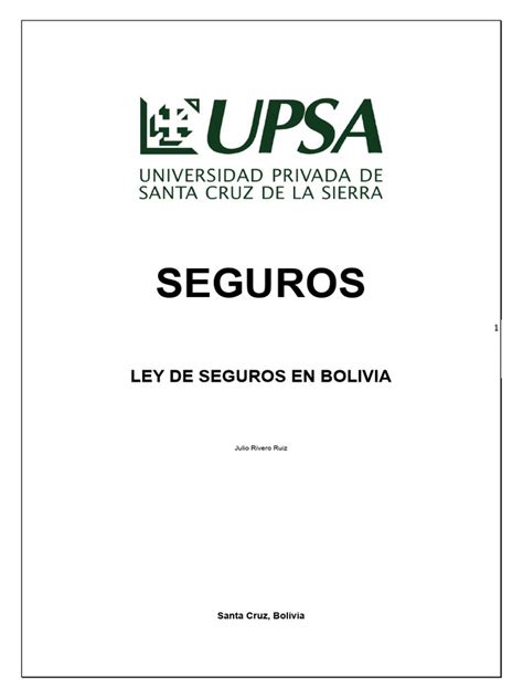 Ley De Seguros 1883 Upsa 2 2020 Pdf Seguro Reaseguro