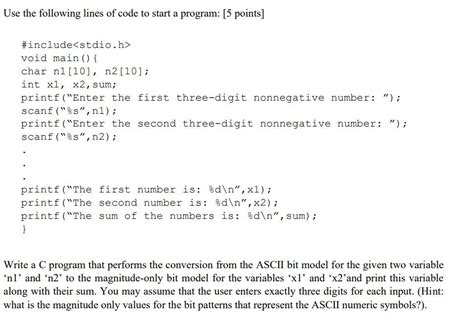 Solved Use The Following Lines Of Code To Start A Program Chegg