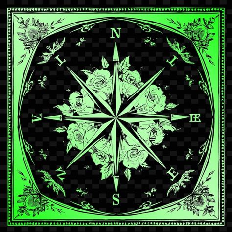 Premium Psd Nautical Compass Rose Folk Art With Rose Pattern And