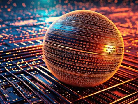 Futuristic Binary Sphere In Circuit Abstract Background Stock Illustration Illustration Of