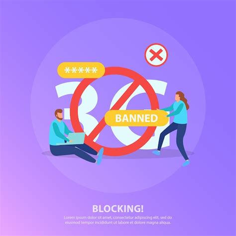 Premium Vector Internet Blocking Censorship Flat Purple Illustration With Red Circle