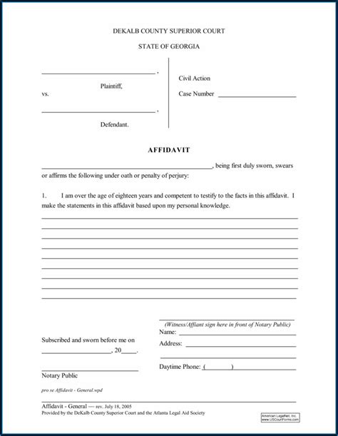 Printable Affidavit Form Form Resume Examples AjYdXBZmYl