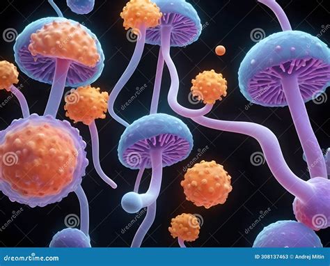 Molecules Of Candida Auris Fungal Infection In Darkness Neon Art Stock