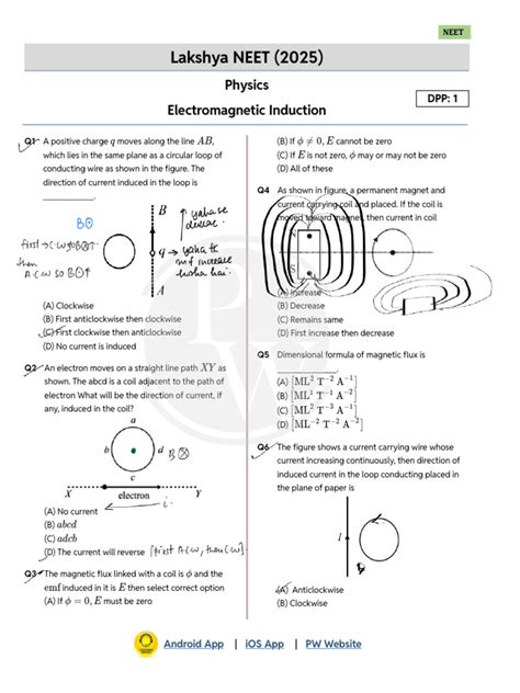 Electromagnetic Induction Dpp 01 Of Lecture 03 Pdf