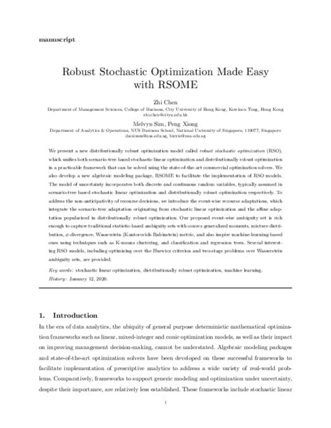 pdf robust stochastic optimization made easy with rsome