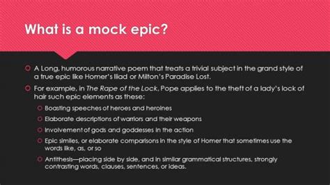 Mock Epic Poems Examples