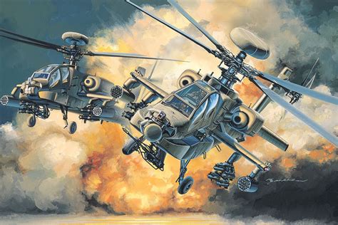 Ah 64 Apache Attack Helicopter Aircraft Art