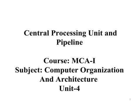 Central Processing Unit And Pipeline Ppt