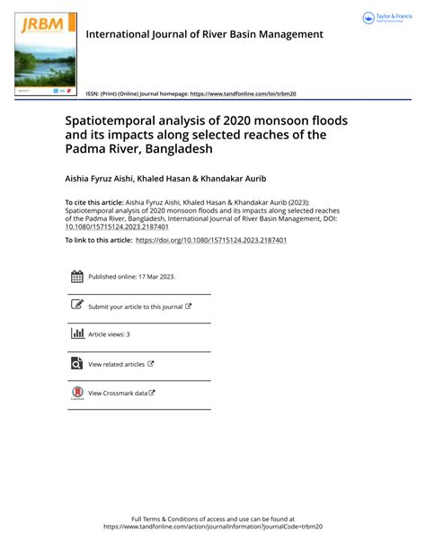 Pdf Spatiotemporal Analysis Of Monsoon Floods And Its Impacts