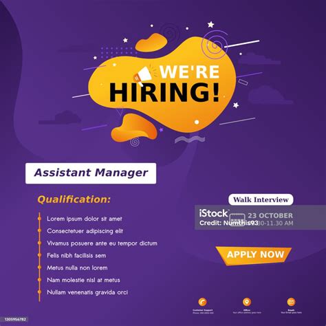 크리에이티브 우리는 소셜 미디어 게시물 템플릿을 고용하고 있습니다 구인 중에 대한 스톡 벡터 아트 및 기타 이미지 구인 중 포스터 개념 Istock