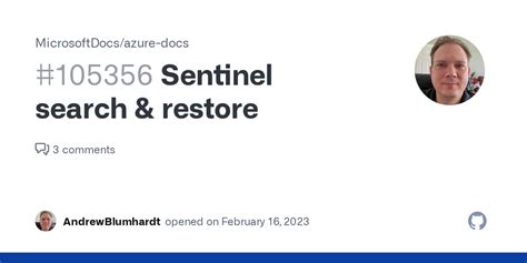 Sentinel Search And Restore · Issue 105356 · Microsoftdocsazure Docs