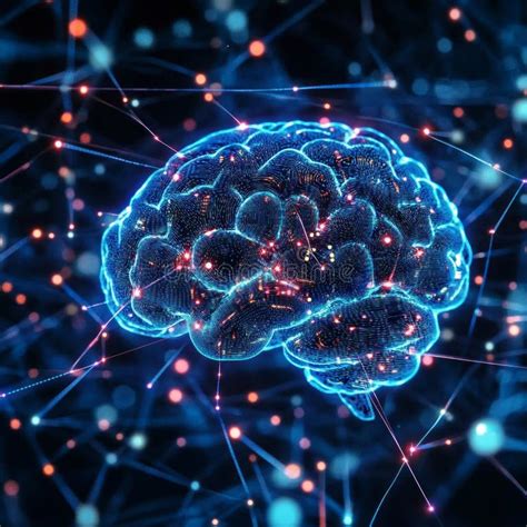 Glowing Neural Network Brain Connections Of Artificial Intelligence