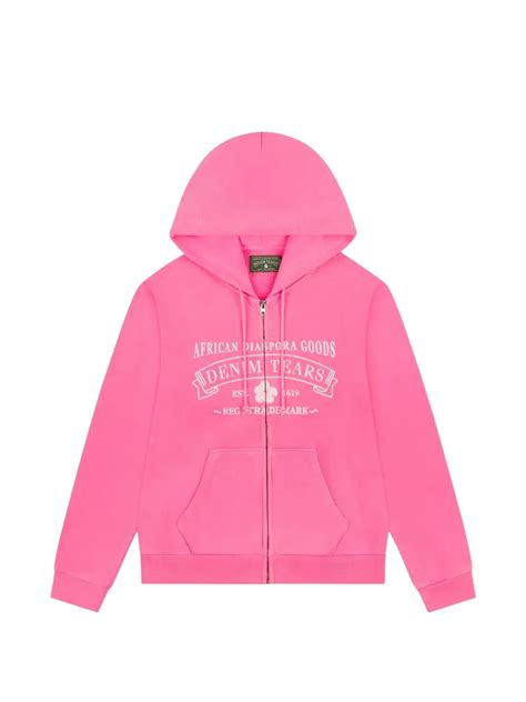 Denim Tears Adg Zip Up Hoodie Pink Farfetch
