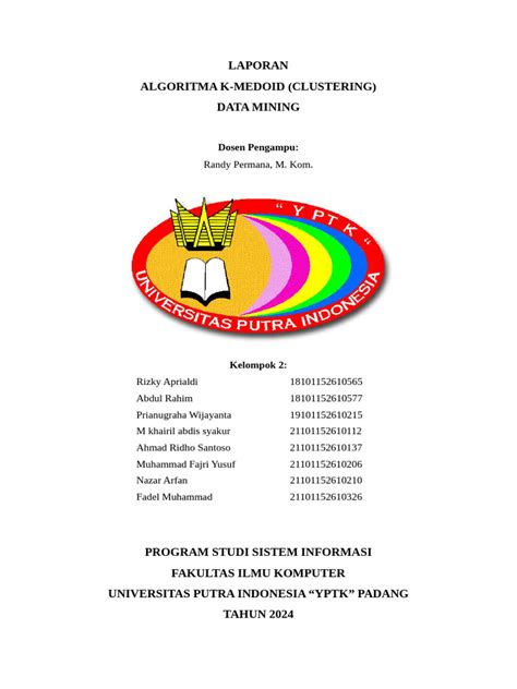 Laporan K Medoids Clustering Data Mining Kelompok 2 Pdf