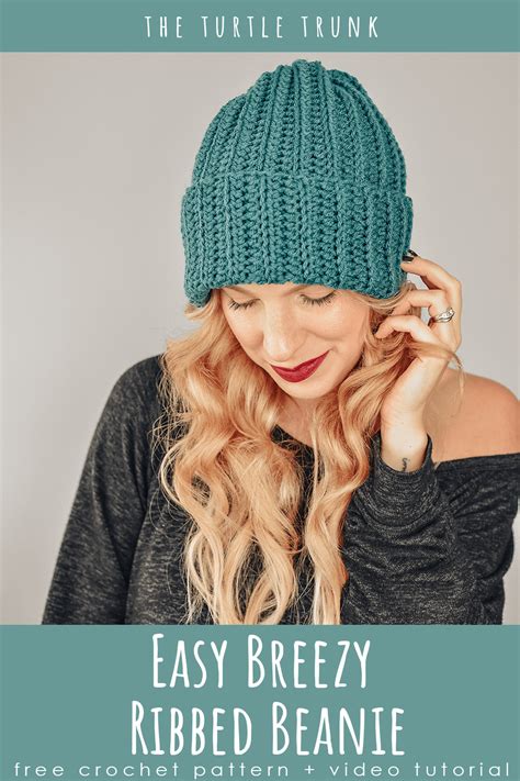Easy Breezy Ribbed Beanie Beginner Crochet Hat The Turtle Trunk
