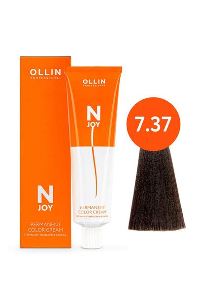 Ollin N-JOY крем-краска для волос 7/37 русый золотисто-коричневый 100мл ...