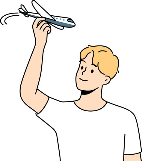 Smiling Man Play With Plane Model 21469049 Png