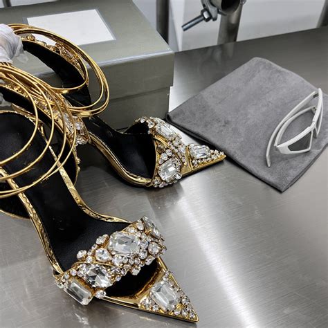 Xinzirain Luxury Designer Rhinestone Heels Women Sexy Lace Up Plus Size