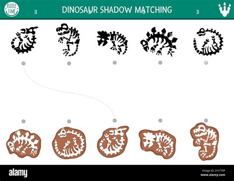 Dinosaur Shadow Matching Activity With Fossil Bones Prehistoric Puzzle