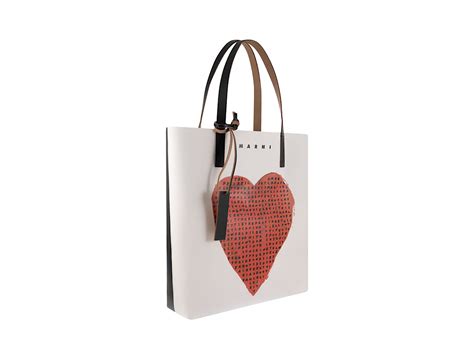 SASOM กระเปา Marni Twocoloured Tote Bag With Heartwhiteblack 64