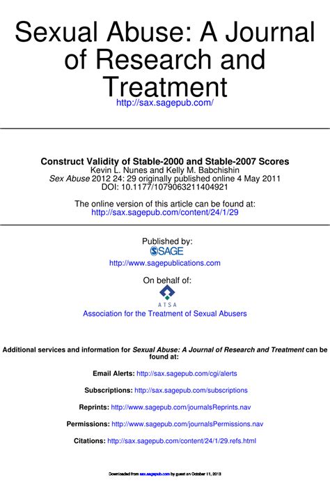Pdf Construct Validity Of Stable 2000 And Stable 2007 Scores