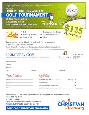 Fillable Online Londonchristianacademy LCA GOLF TOURNAMENT