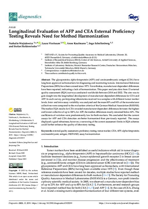 Pdf Longitudinal Evaluation Of Afp And Cea External Proficiency