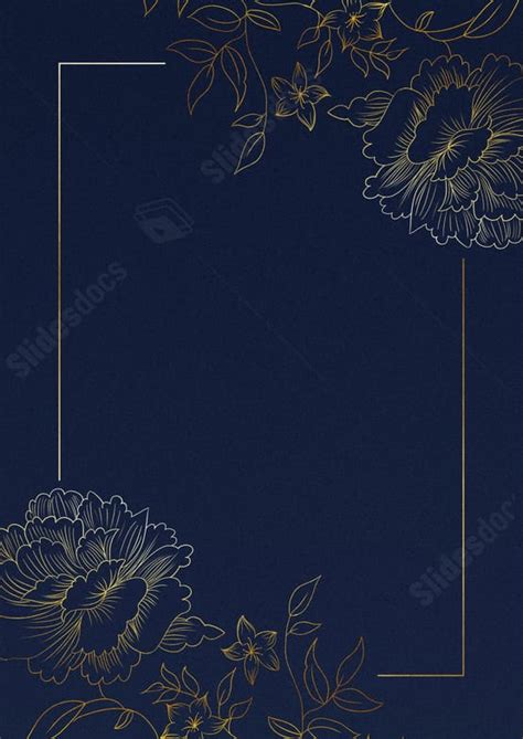 藍色色調的韓國新年花卉 Word邊框背景圖免費下載 Slidesdocs