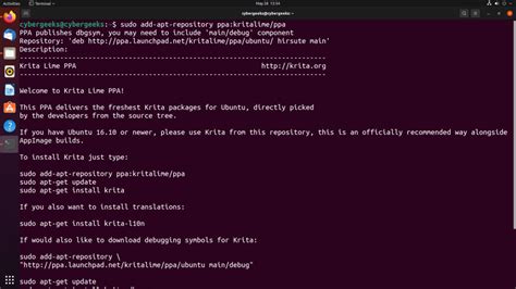 how to install krita on ubuntu geeksforgeeks