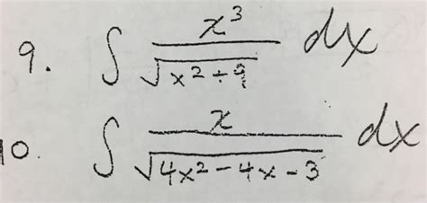 Solved Integral X 3 Squareroot X 2 9 Dx Integral Chegg Com