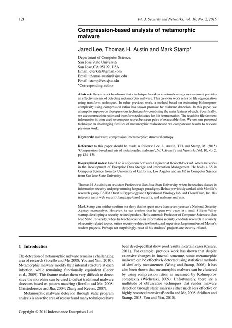 Pdf Compression Based Analysis Of Metamorphic Malware