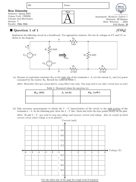 Hardware Labtest 1 Question Cse250 Spring 2024 V3 Pdf Resistor