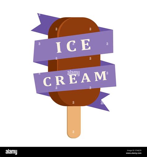 Ice Cream Emblem Badge Label With Ribbon Chocolate Cold Retro Dessert