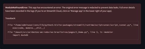 i m having trouble importing duckdb in my application deployment streamlit